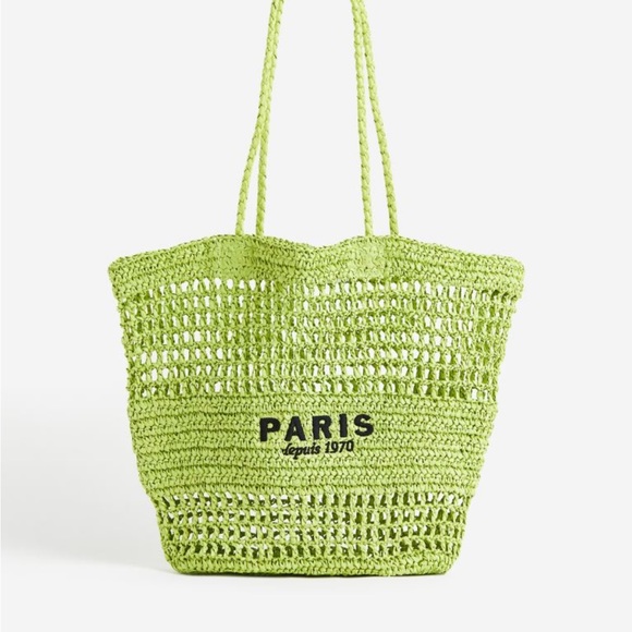 H&M | Bags | Hm Paris Raffia Tote Bag | Poshmark